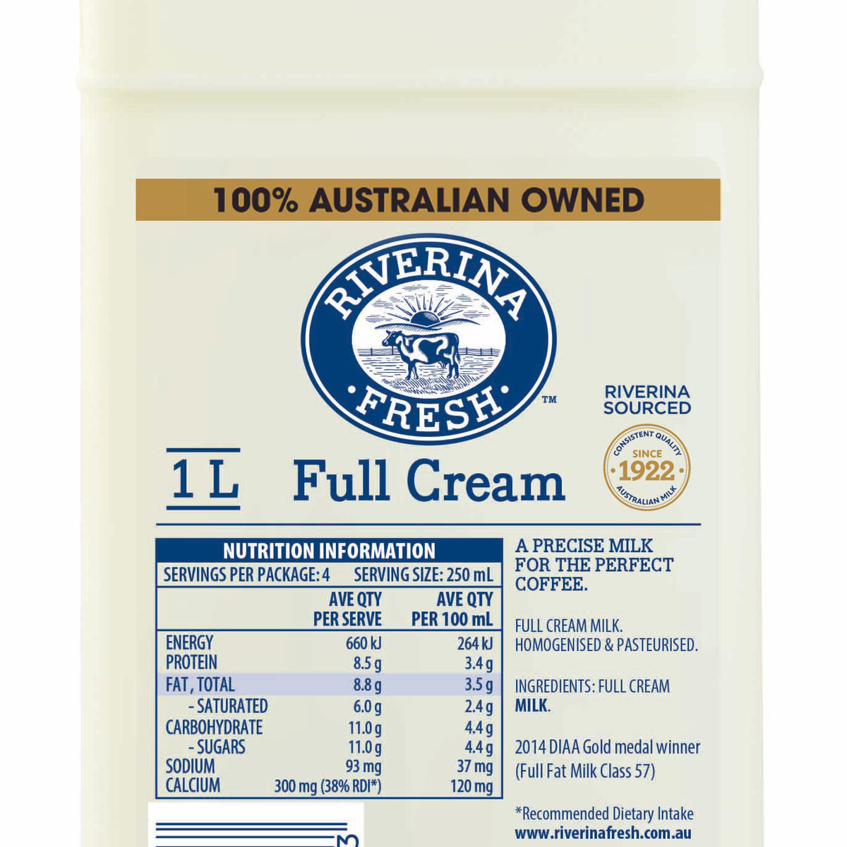 Riverina Full Cream Milk 1L — Fresh Connection